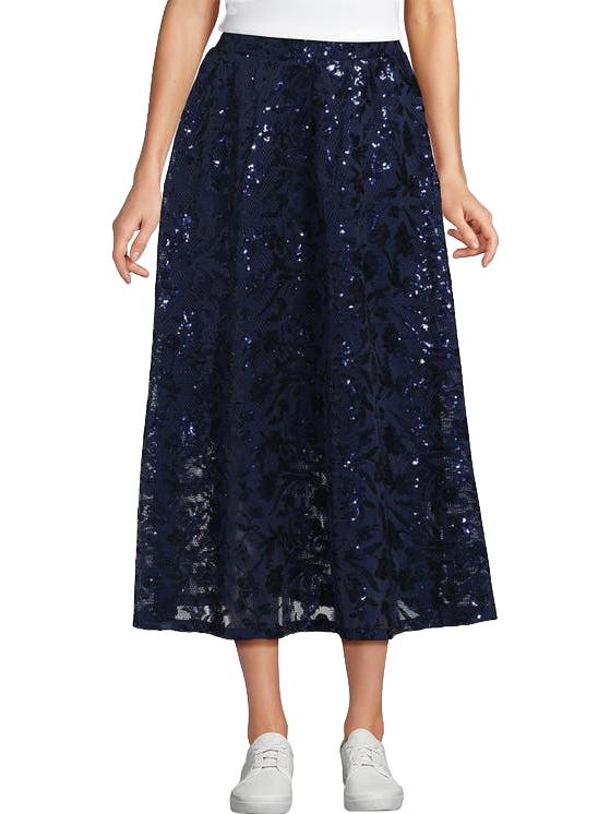 LANDS' END Sequin Lace Midi Skirt